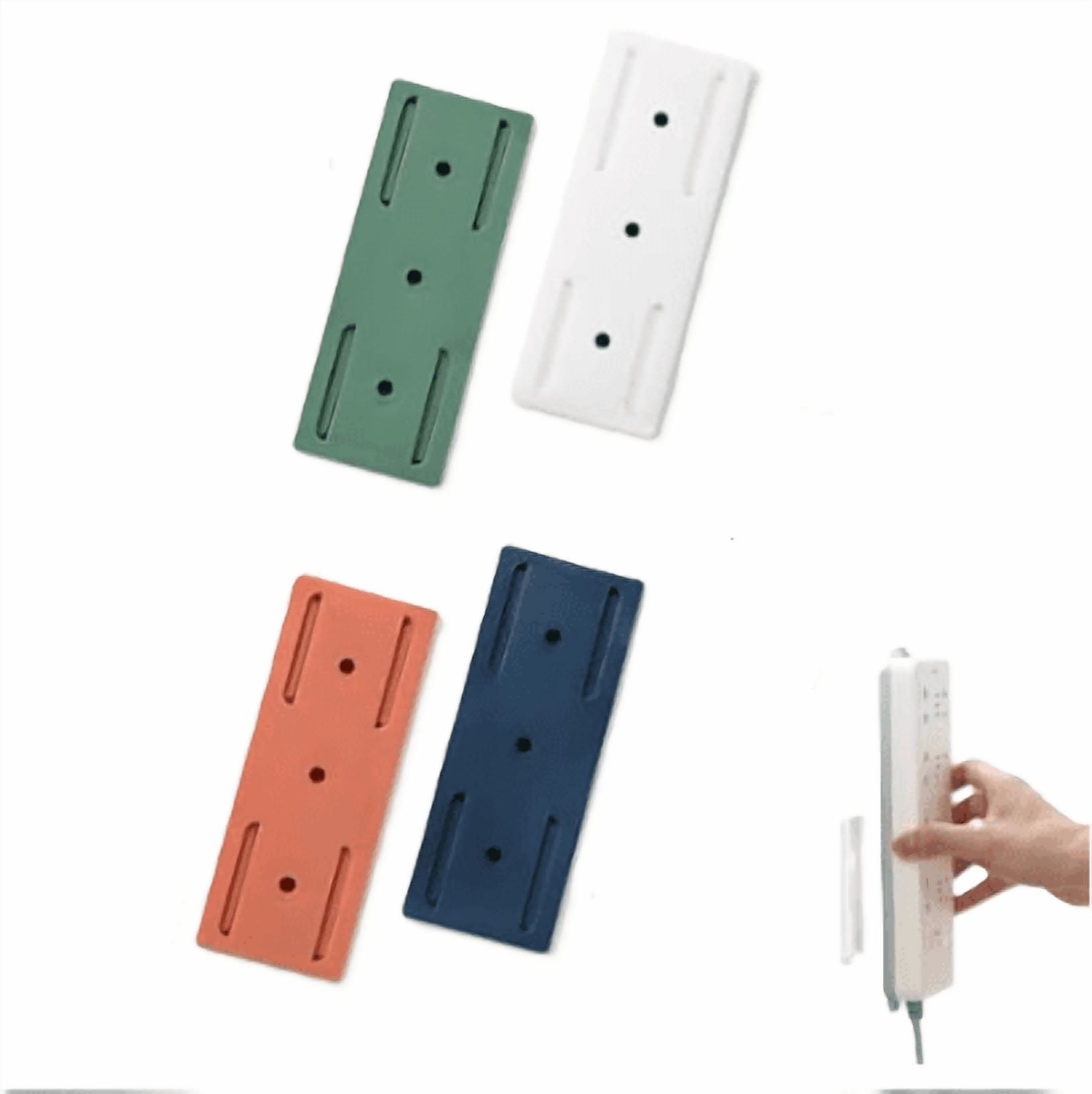 8PCS Self-Adhesive Desktop Socket Fixer Wall Mount, Adhesive Punch Free ...