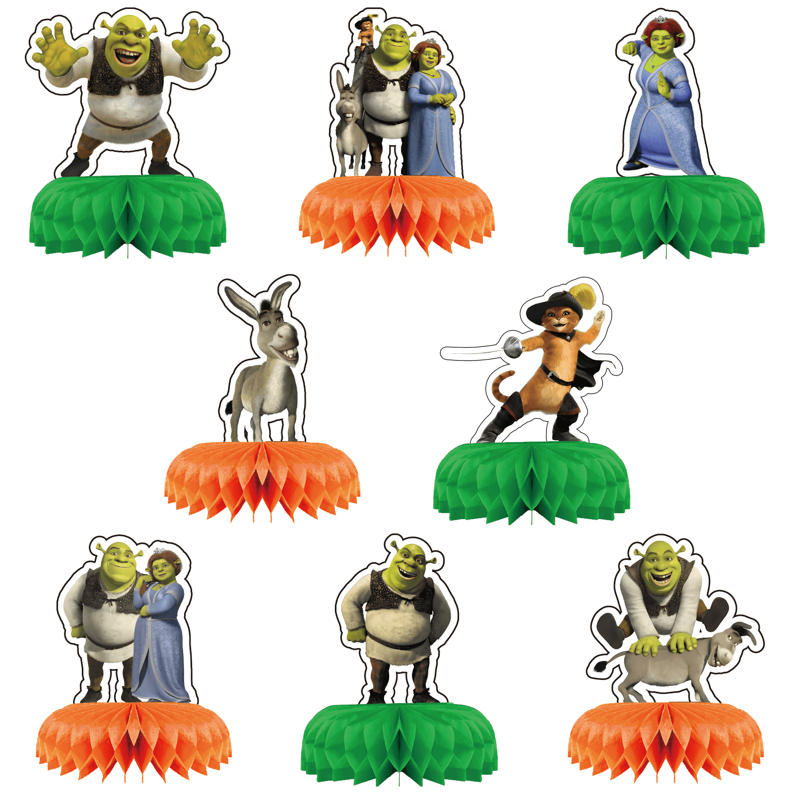 8PCS Shrek Themed Honeycomb Centerpieces Birthday Party Supplies ...