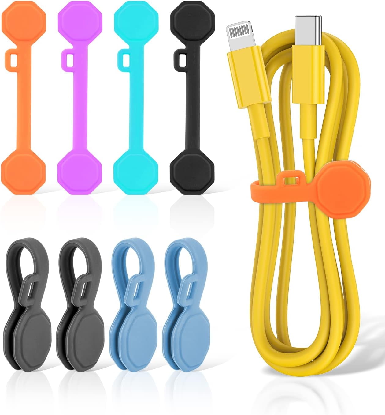 8PCS Silicone Magnetic Cable Ties & Clips, Cord Organizer [1S ...