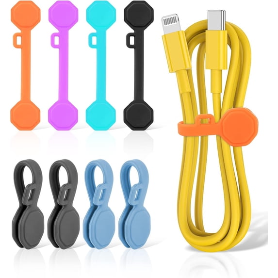 8PCS Silicone Magnetic Cable Ties & Clips, Cord Organizer [1S ...