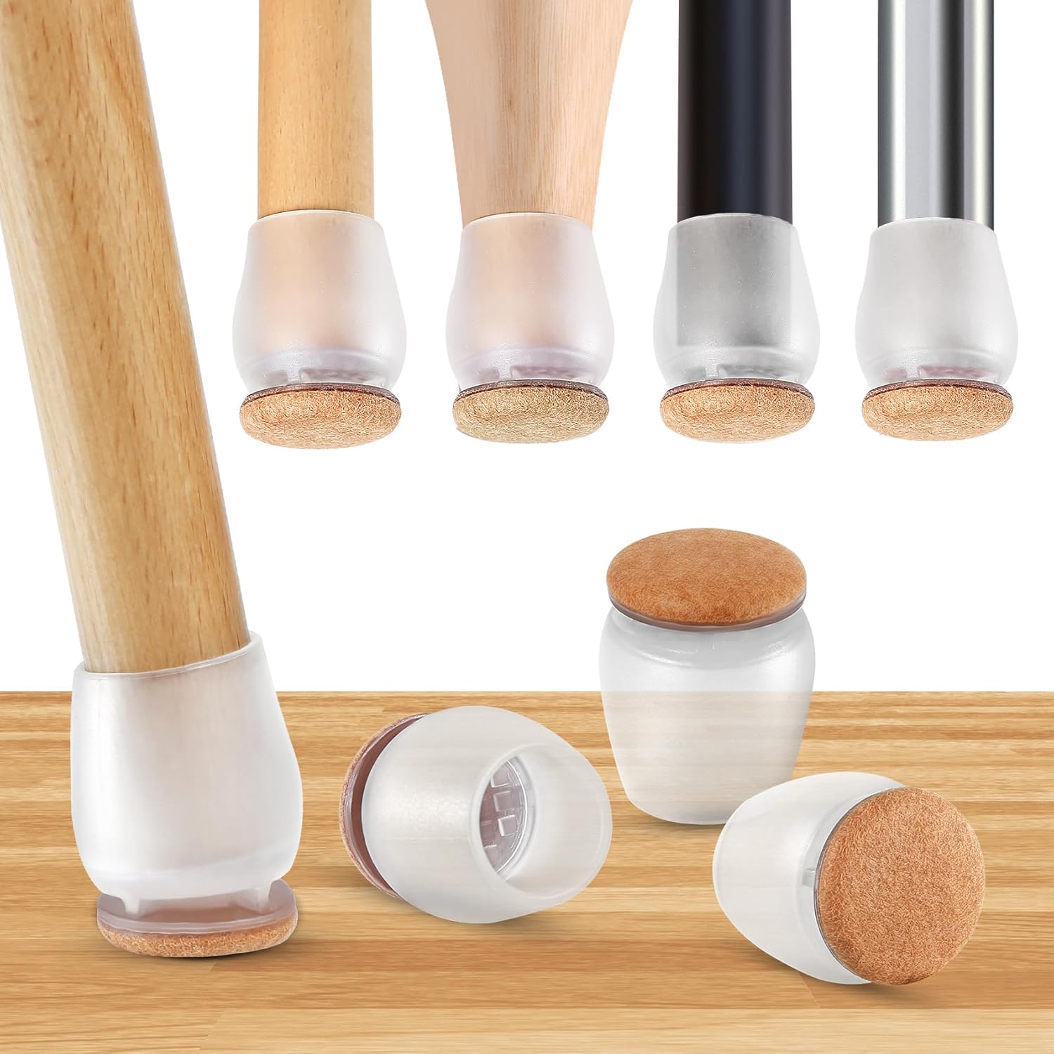 8PCS Small Chair Leg Floor Protectors, Metal Chair Leg Caps Covers ...