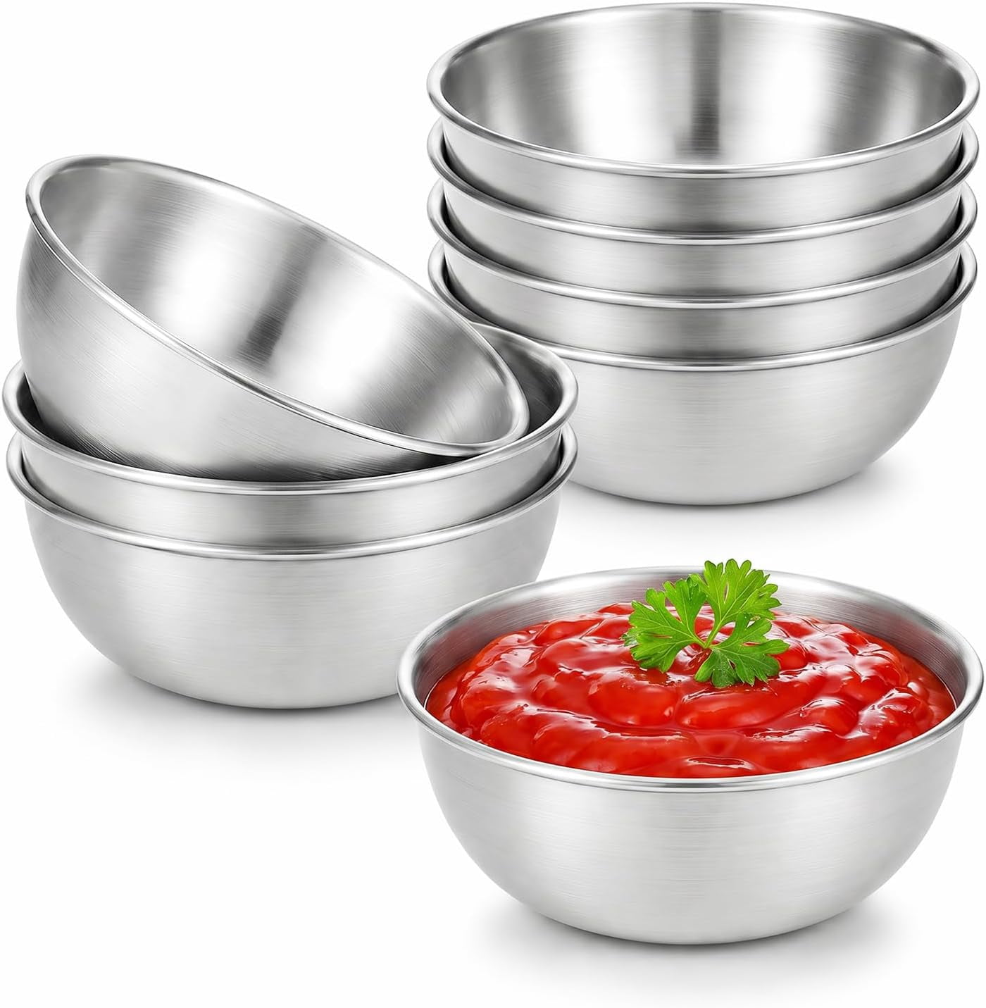 8PCS Small Dipping Bowls - Stainless Steel Sauce Condiment Cups, Mini ...