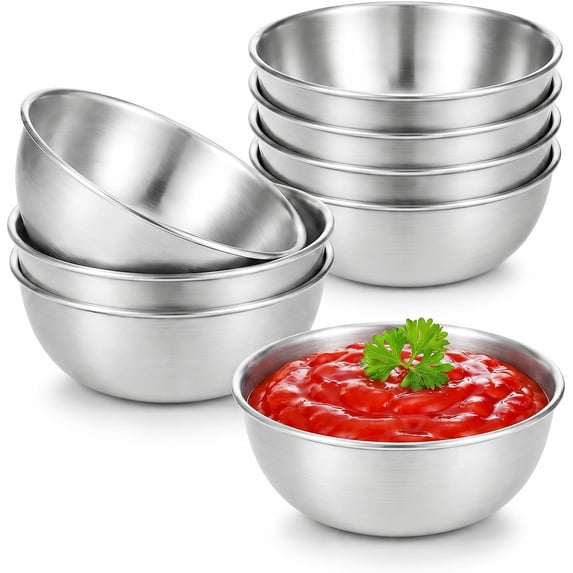 8PCS Small Dipping Bowls - Stainless Steel Sauce Condiment Cups, Mini ...