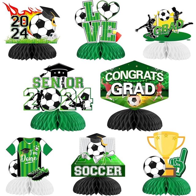 8PCS Soccer Graduation Honeycomb Centerpieces, Class of 2024 Congrats ...