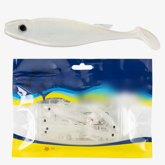8PCS Soft Fishing Lures 6.5cm T-Tail With 3D Eyes, PVC Pike Baits For ...