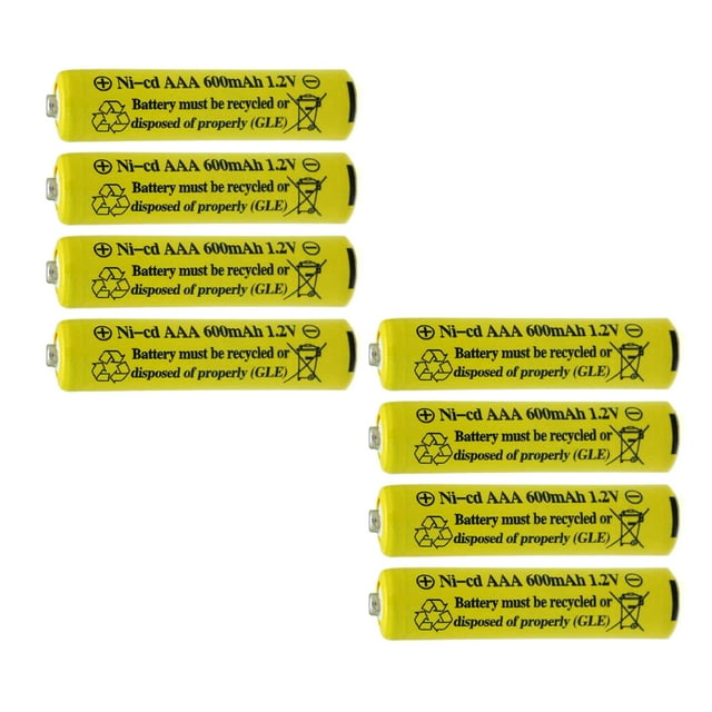 Walmart 8-Pack AAA NI-Cd 600mAh 1.2V Rechargeable Solar Light Batteries ...