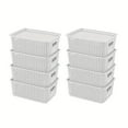 8PCS Stackable Covered Storage Baskets - Dust-Proof Durable Plastic ...