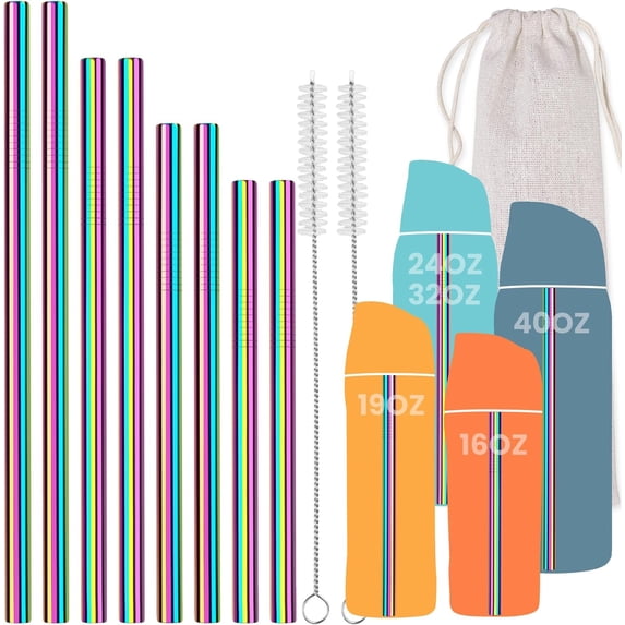 8PCS Stainless Steel Straws for Owala Water Bottle, 4 Lengths ...