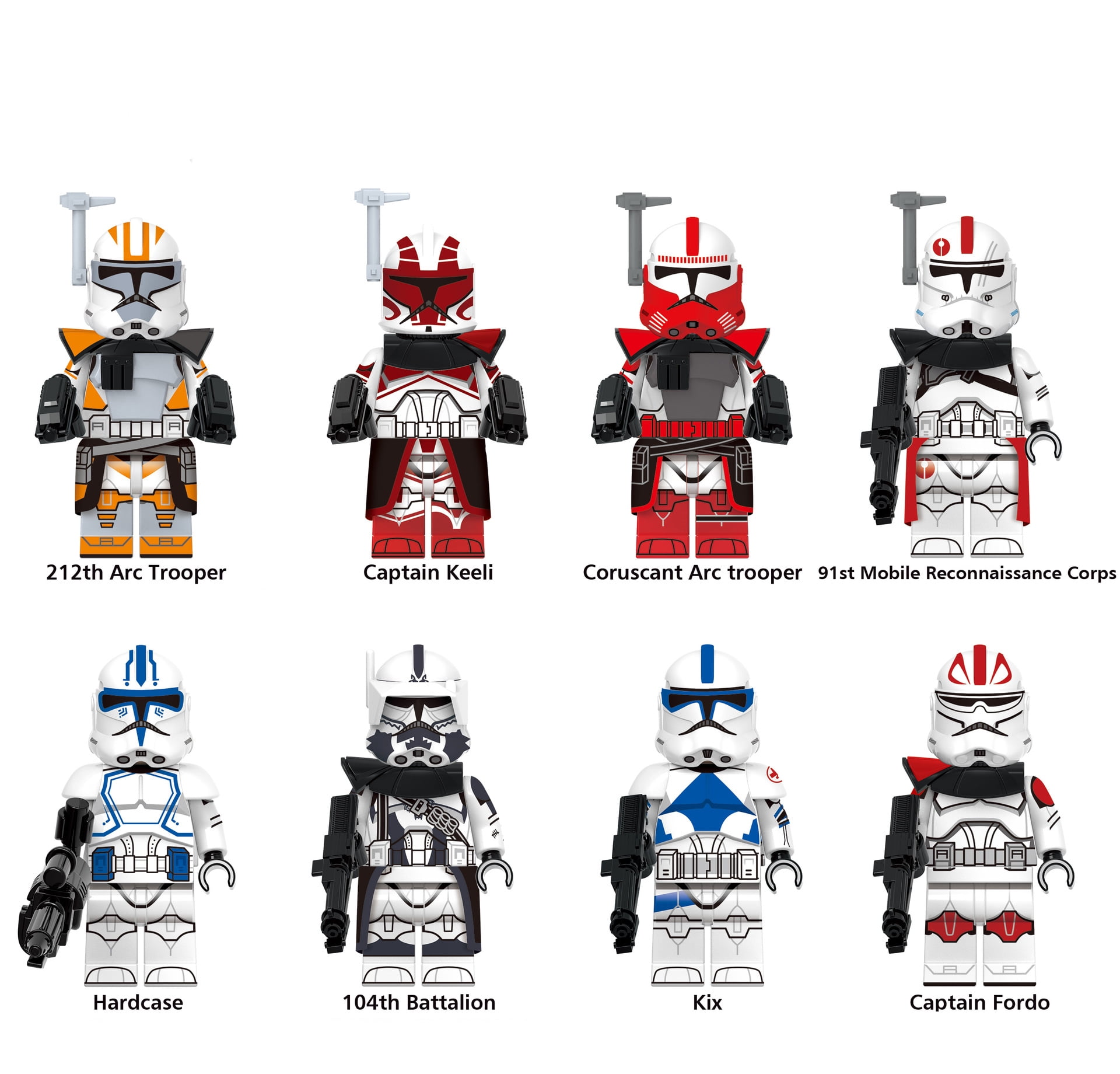 8PCS Star War Building Block Set, Kix Captain Fordo 104th Battalion ...