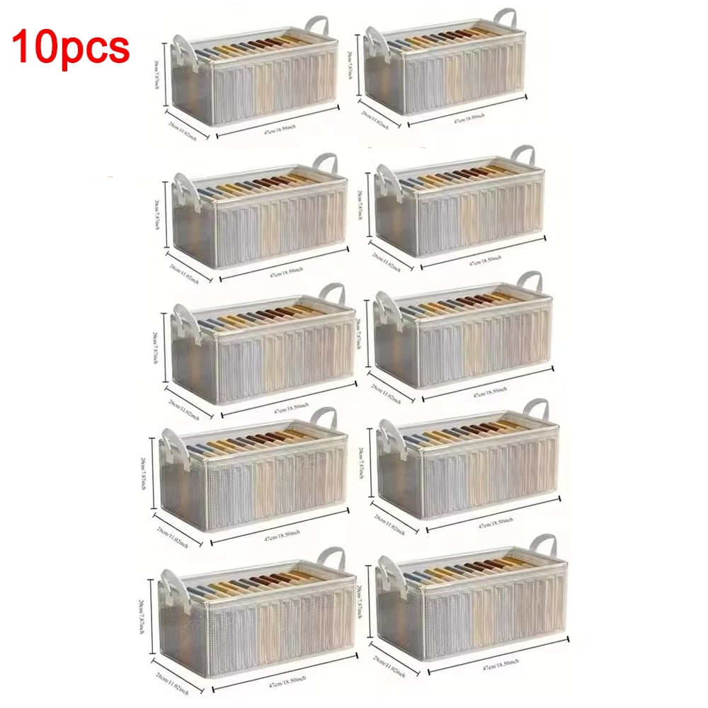 8PCS Storage Box Transparent Foldable Stackable Organizers with Steel ...