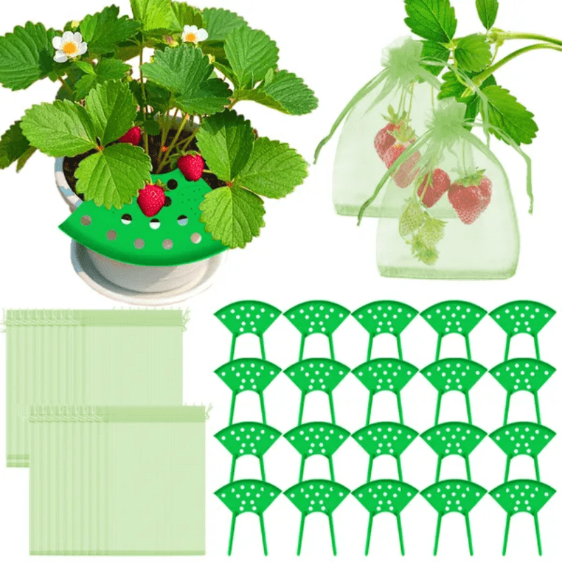 8PCS Strawberry Planting Kit with 20 Pcs Insect Proof Mesh Bags ...