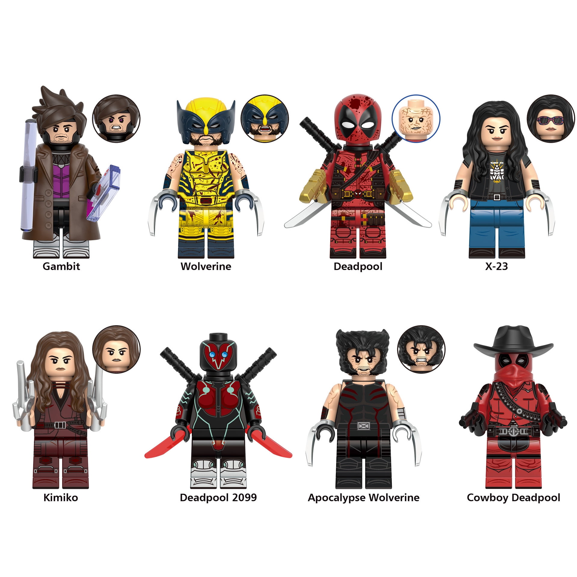 8PCS Superhero Legends Minifigure Set – Deadpool Gambit Wolverine ...