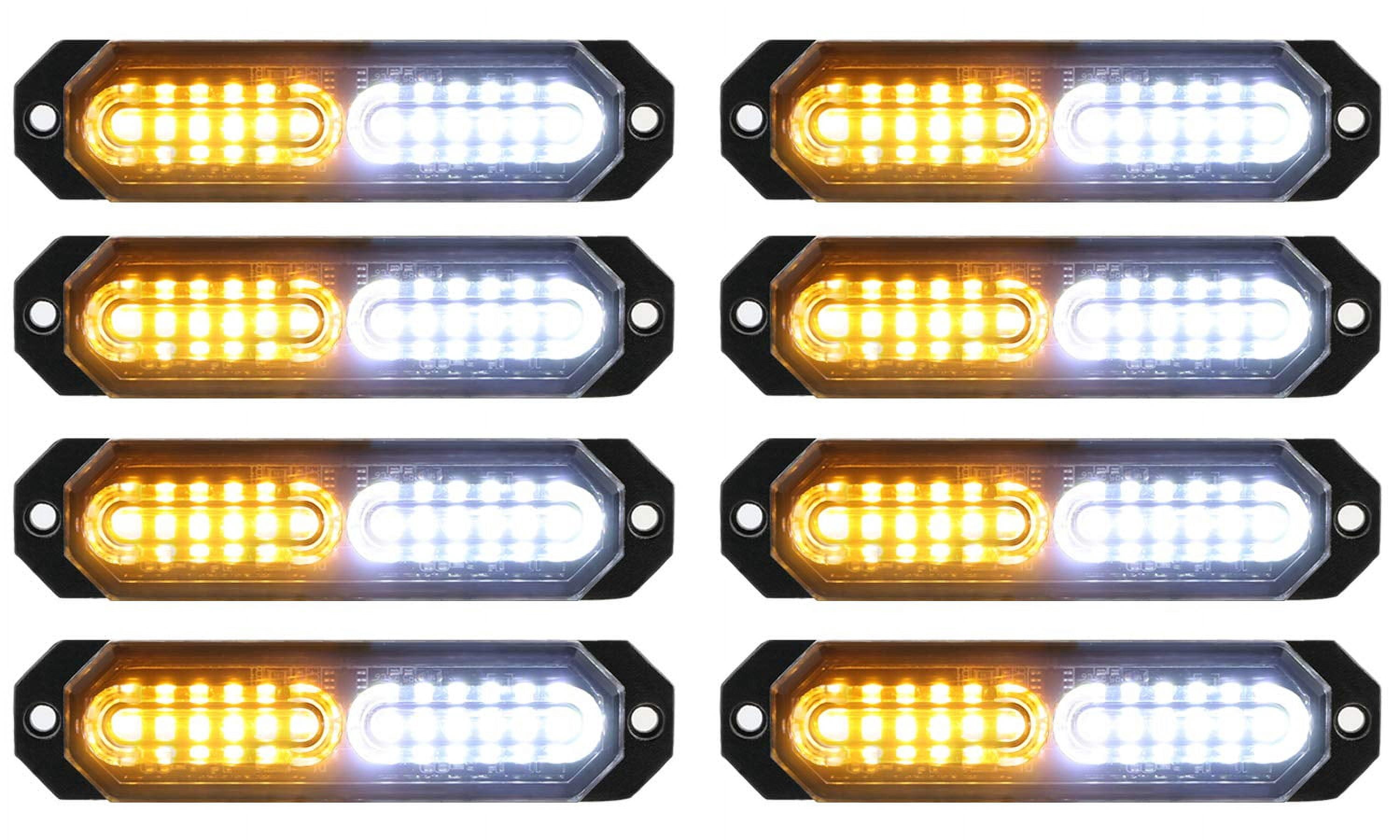 8PCS Sync Ultra Slim LED Strobe Warning Lights for Vehicle Grille Mount ...