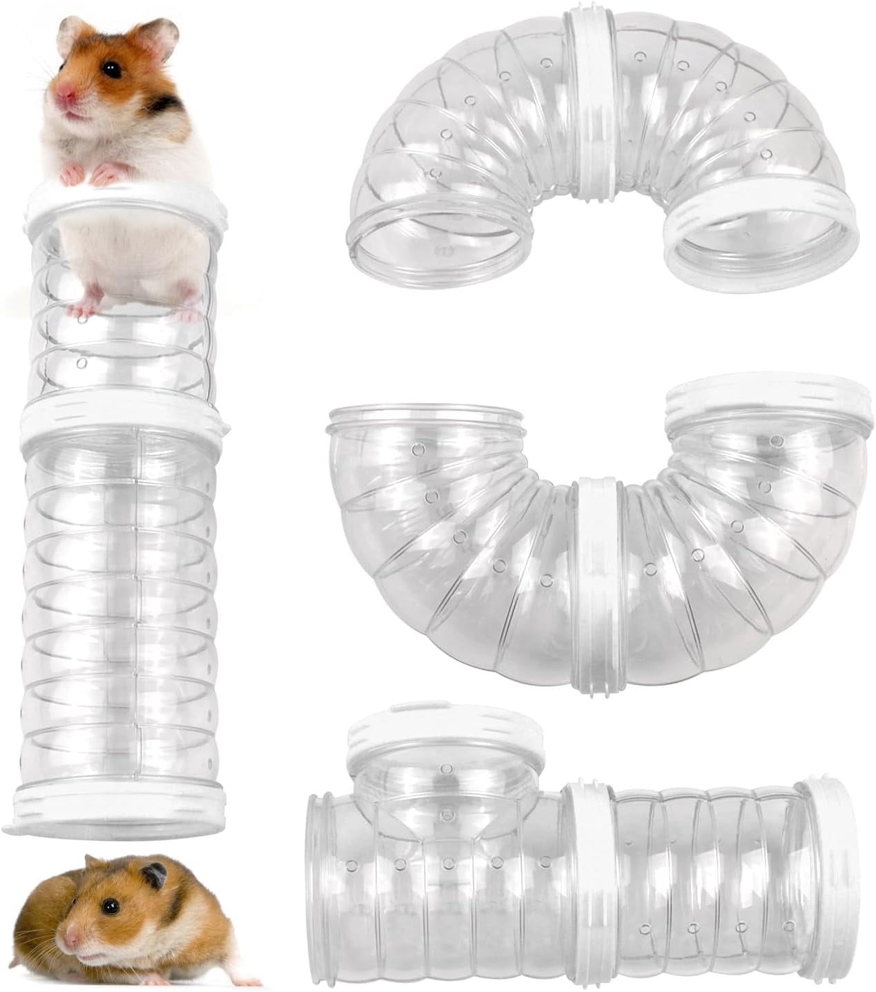8PCS Syrian Hamster Tube Set,Transparent Pet Cage Curvy Tunnel Kit DIY ...