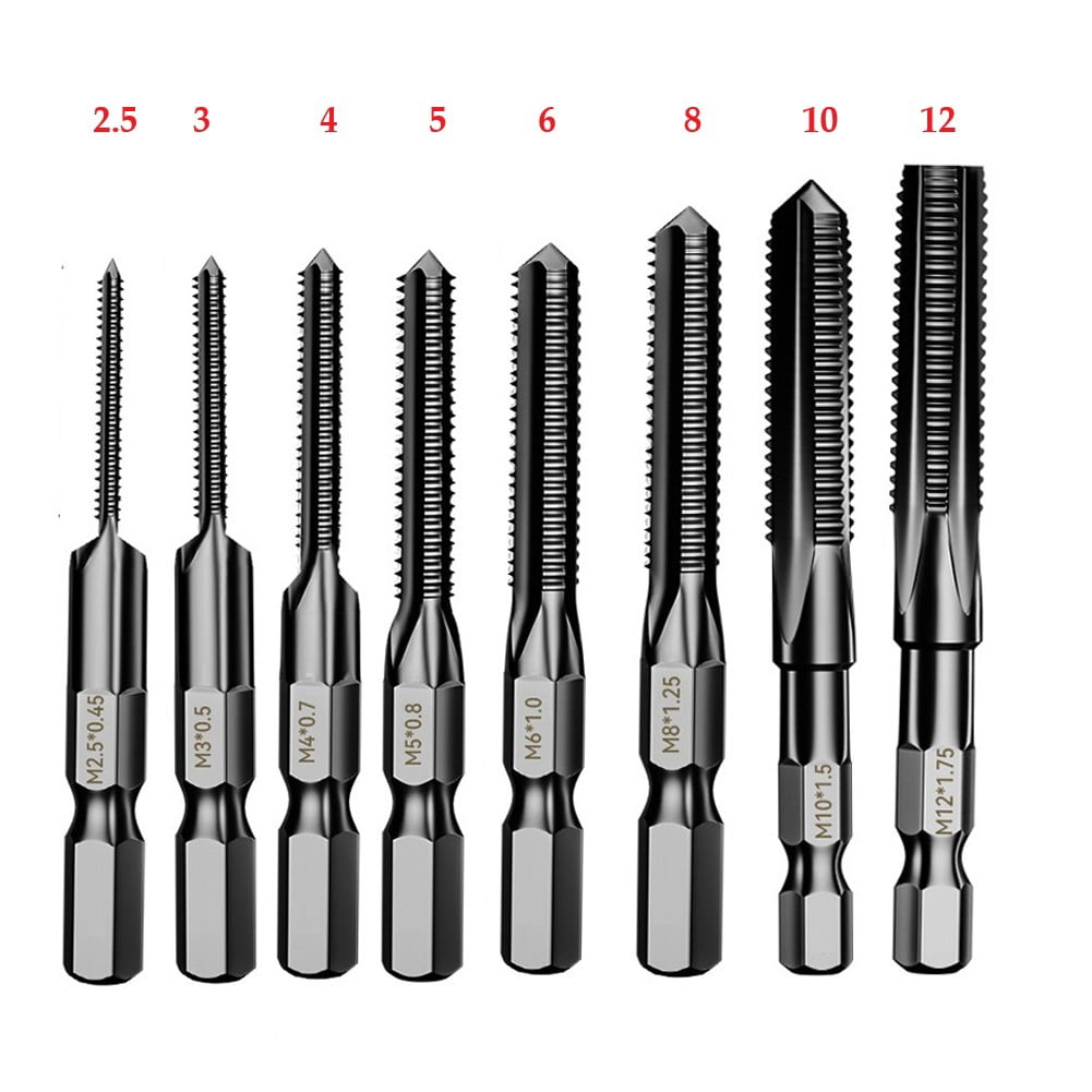 8PCS Tap Drill Bit Hex Shank HSS Threaded Bit Screw Machine Compound ...