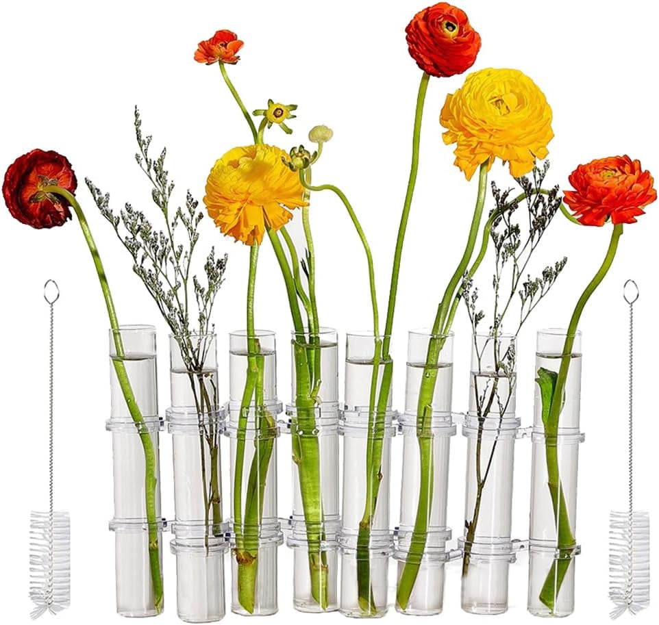 8PCS Test Tube Vases Decorative Glass Flower Vase Hinged Flower Vases ...