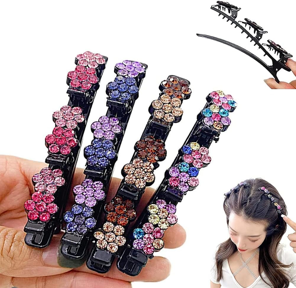 8PCS Three Flower Side Hair Clips, Satin Fabric Hair Bands Sectioning ...