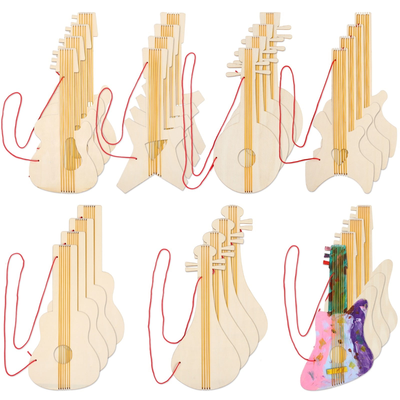 8PCS Unfinished Wood Cutouts, Blank Wooden Electric Guitar Slices for ...