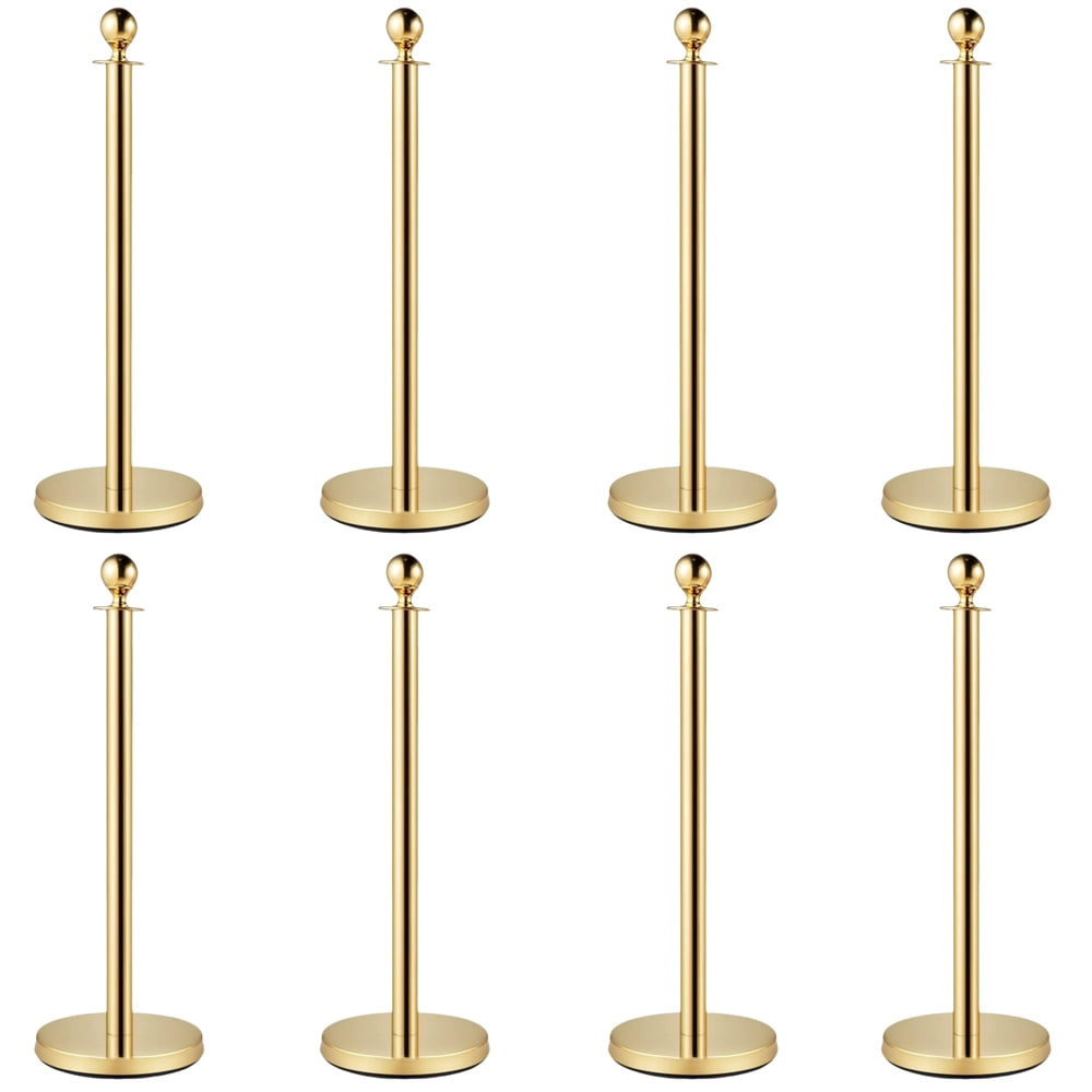 8PCS Velvet Ropes and Posts, 5 ft/1.5 m Red Rope, Stainless Steel Gold ...