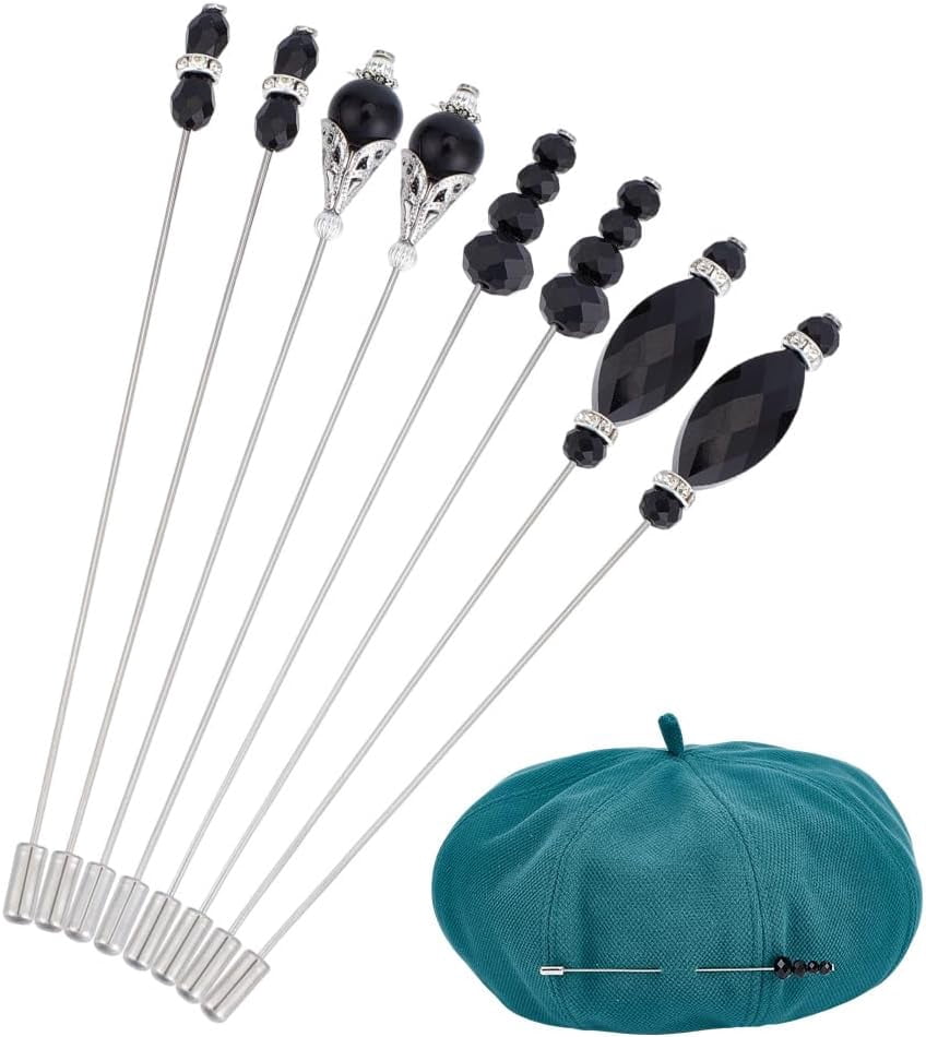 8PCS Vintage Safety Hat Pins Stick Lapel Pin Brass Long Handle Pin ...