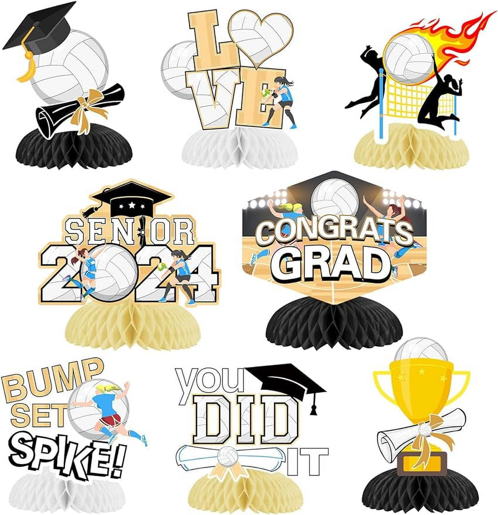 8PCS Volleyball Graduation Honeycomb Centerpieces, Bump Set Spike Class ...