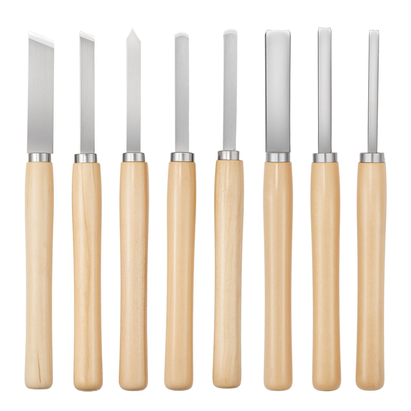 8PCS Wood Lathe Chisel Set - Woodturning Tools with Steel Blades for Lathe Finishing, Beginner ...