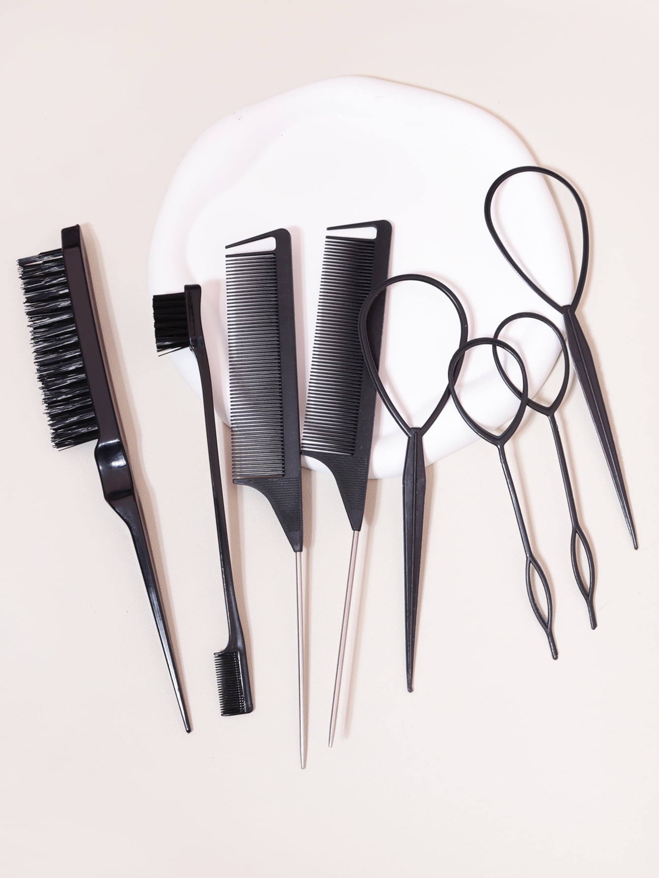 8PCS hair styling comb set, teasing hair brush, pointed tail comb edge ...