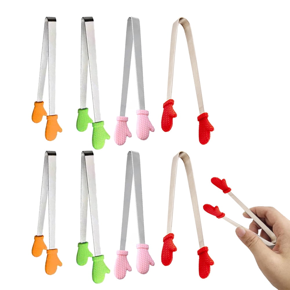 8PCS silicone mini pliers, glove shaped food pliers, colored children's ...