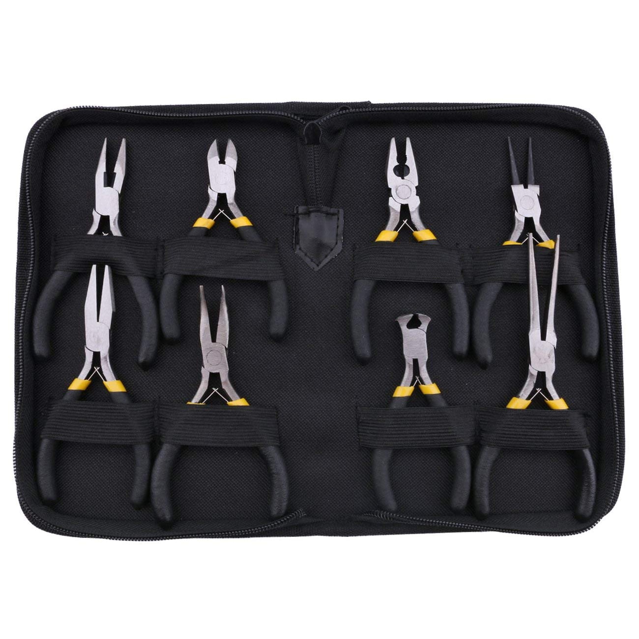 8PCs Mini Pliers Set, Long Nose with Teeth, Flat Jaw, Round Curve ...