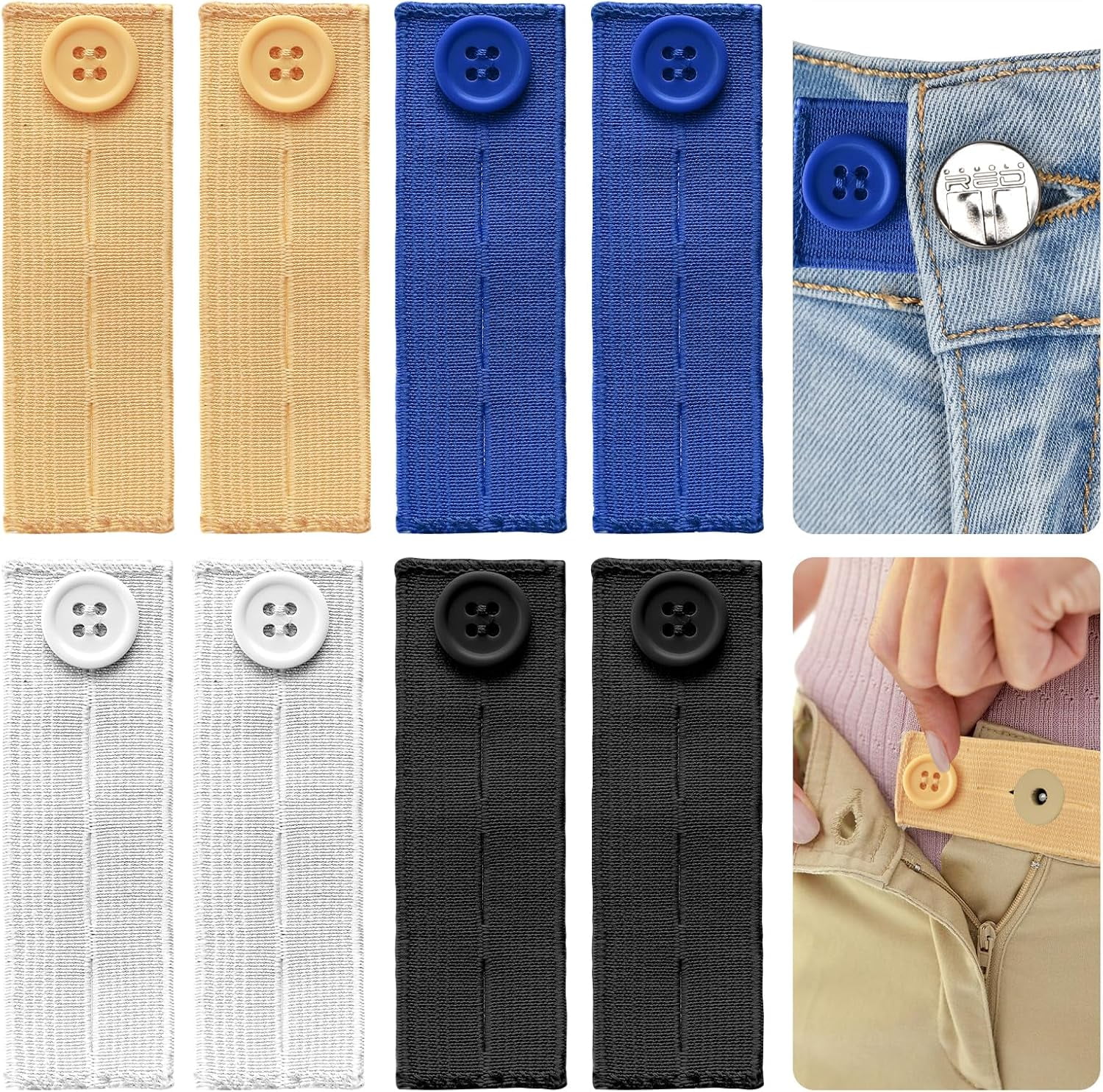 8PCs Pants Waist Button Extender, Adjustable Waist Buckle Set, Instant ...