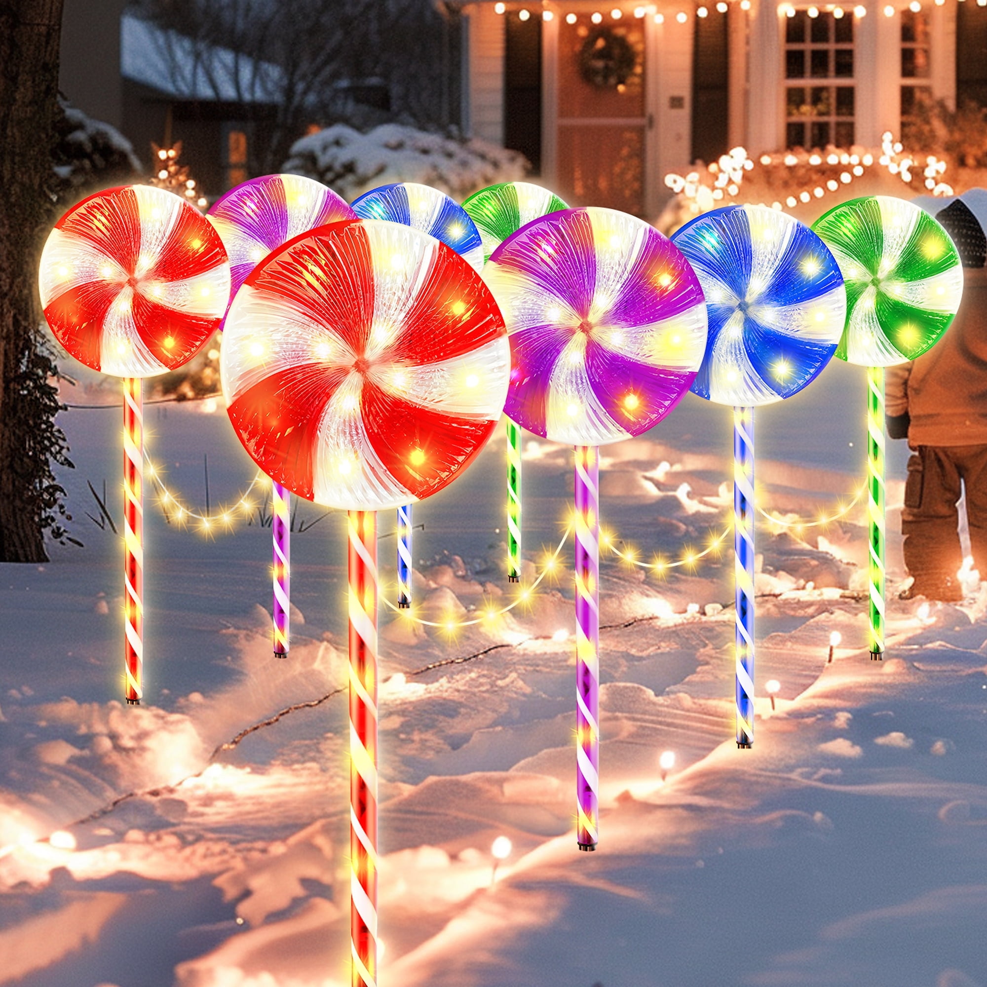 8PK 28inch 230LED 8 Modes Christmas Lollipop Pathway Light Outdoor ...