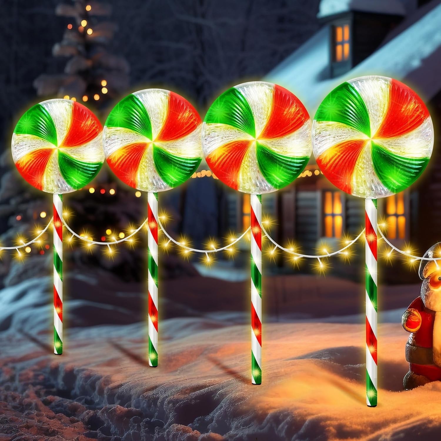 8PK 28inch 230LED 8 Modes Christmas Lollipop Pathway Light Outdoor ...