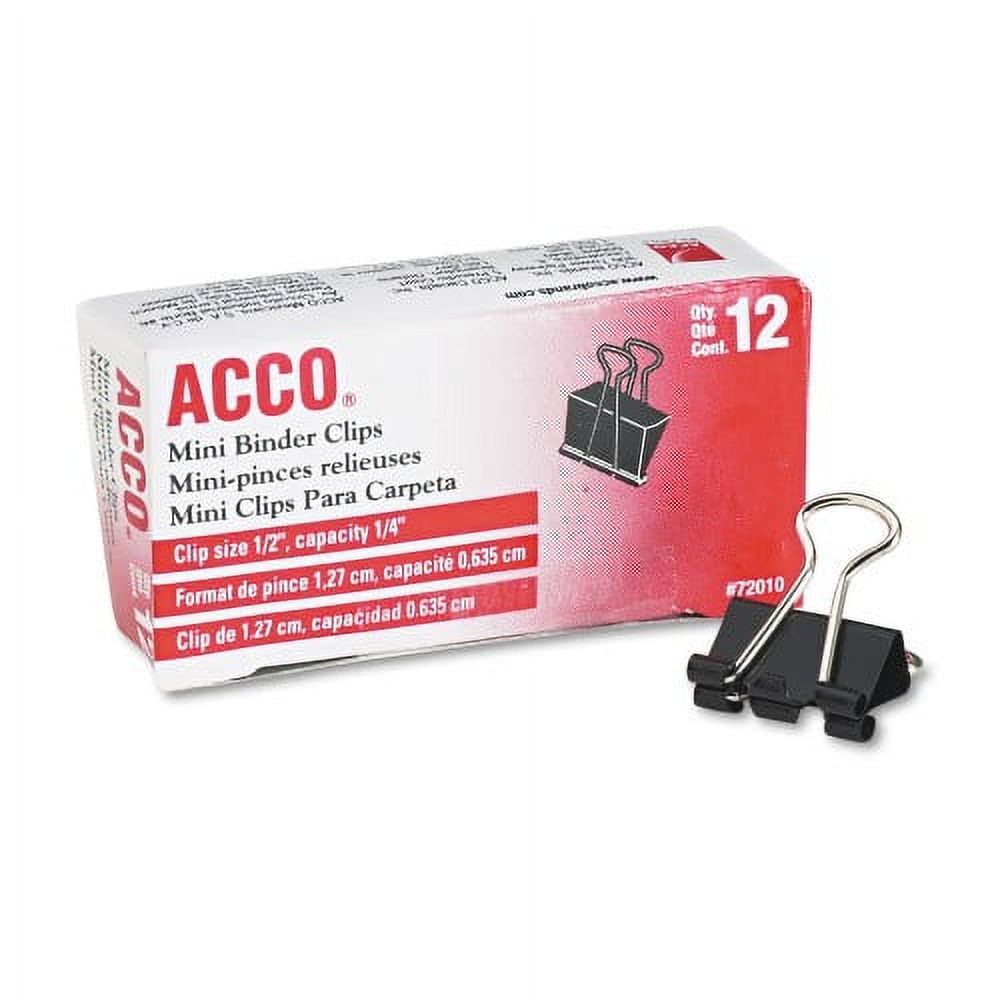 8PK Acco Binder Clips, Mini, Black/Silver, Dozen (72010) - Walmart.com