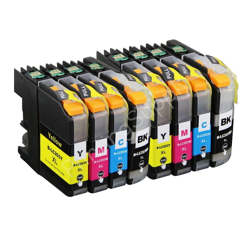 8PK High-Yield BK/C/M/Y Ink Cartridge for Brother LC203XL - Fits ...