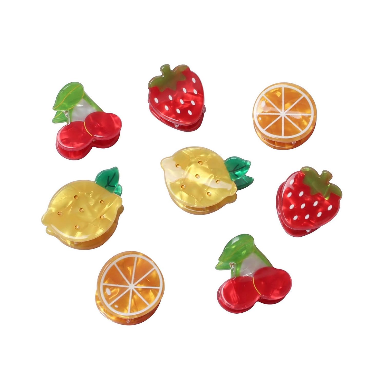 8PK Mini Fruit Hair Claw Clips for Girls Cute Cherry Lemon Strawberry ...