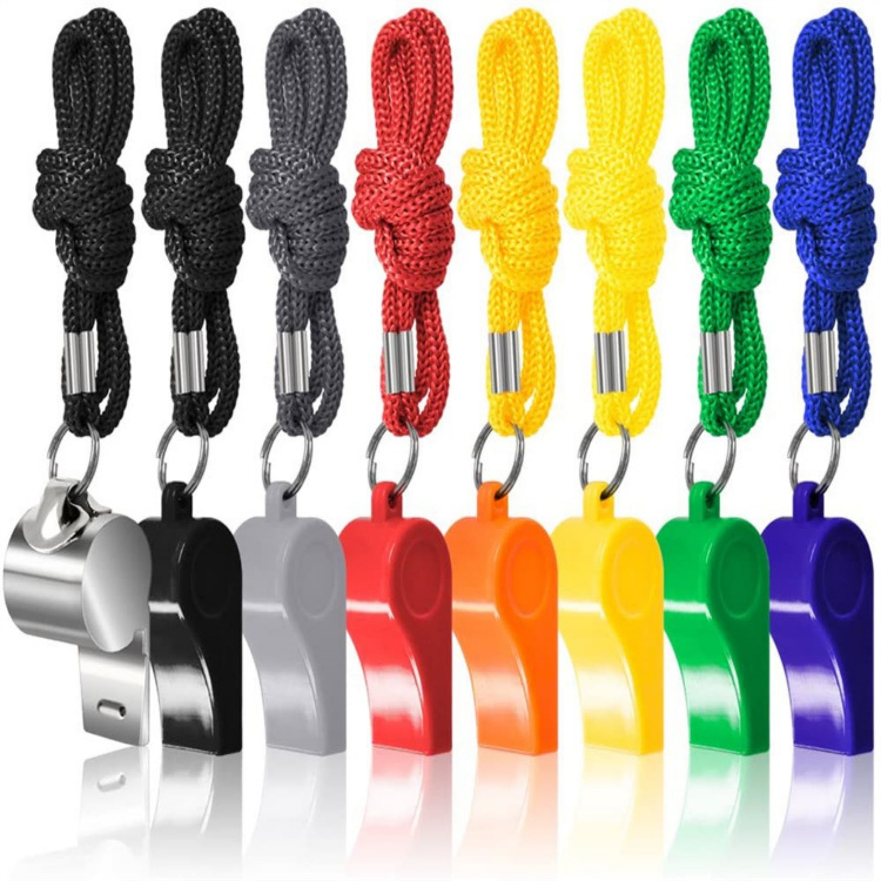 8PS Sports Whistles with Lanyard,7 Pack Plastic Coaches Referee ...