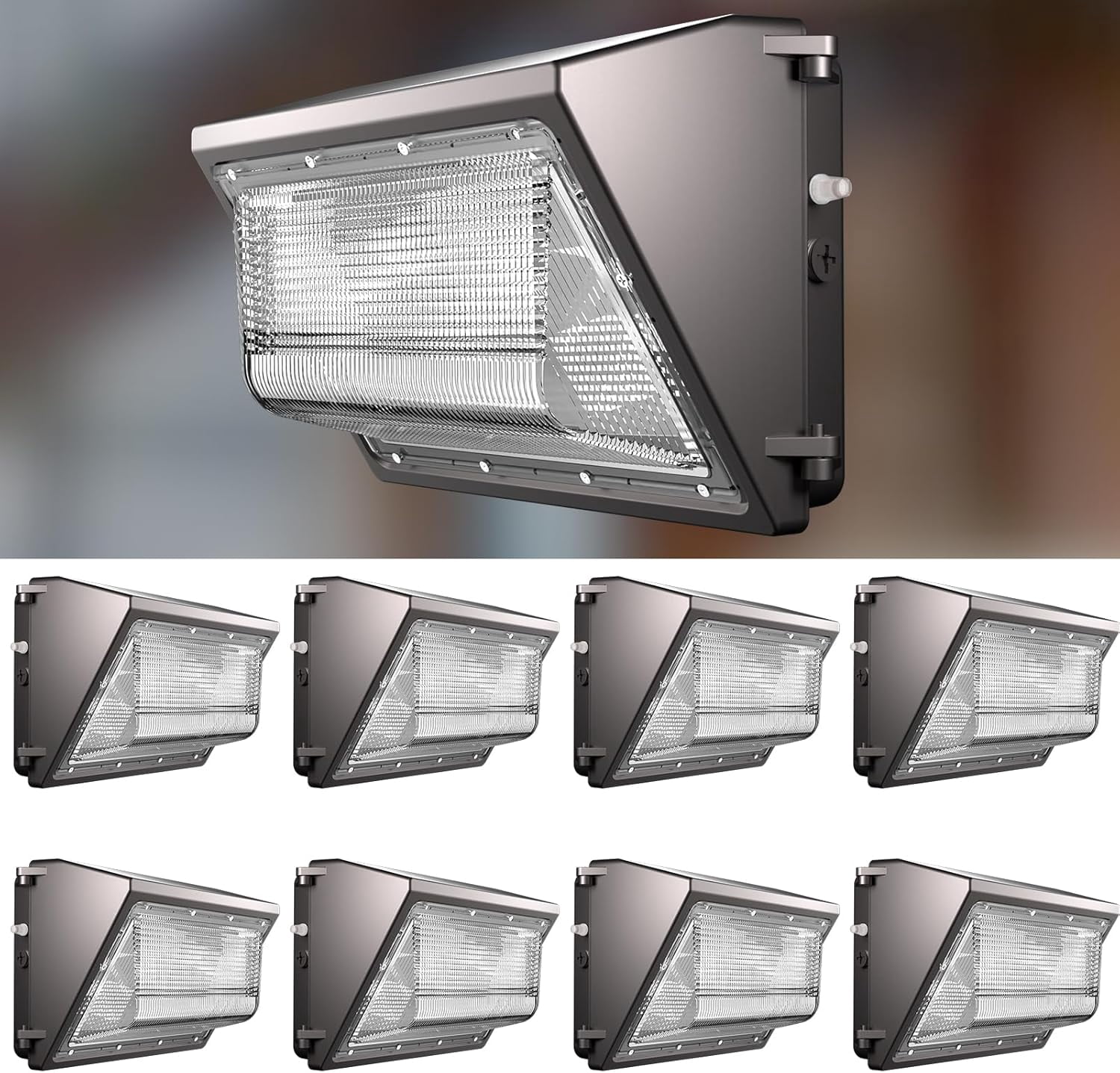 8Pack 150W LED Wall Pack Lights, 100-277v Dusk to Dawn Smart Photocell ...
