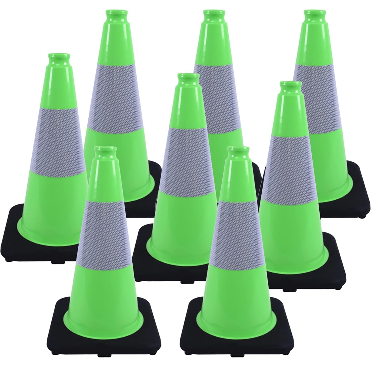 8Pack 18" inch Traffic Cones Green Safety Cones PVC Construction Cones ...