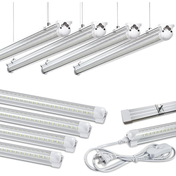 8Pack 4FT LED Shop Light Garage Lights,50W 6000K 7500LM White Light ...