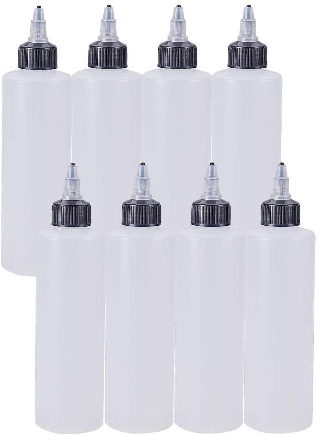 8Pack 7.8 Ounce Plastic Squeeze Dispensing Bottles with Black Twist Cap ...