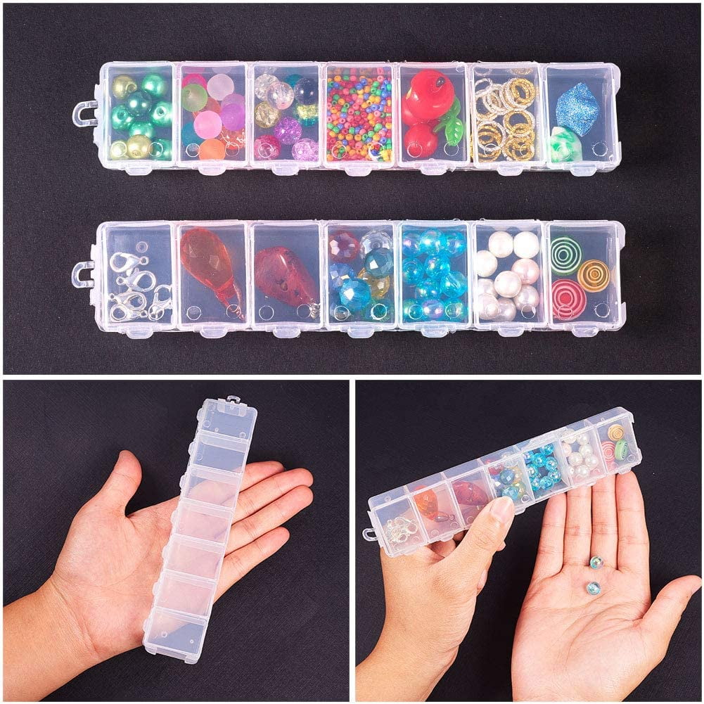 8Pack 7 Grids Jewelry DividersBox Organizer Clear Plastic Bead Case ...