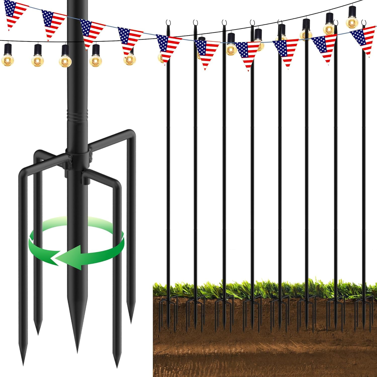 TIME RAY 8Pack 9FT String Light Poles for Outside,Electrophoresis ...