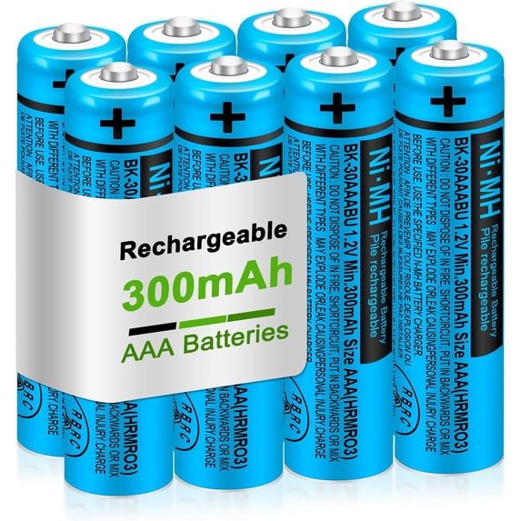 8Pack BK-30AAABU AAA Rechargeable Battery 300mAh 1.2V for Cordless ...