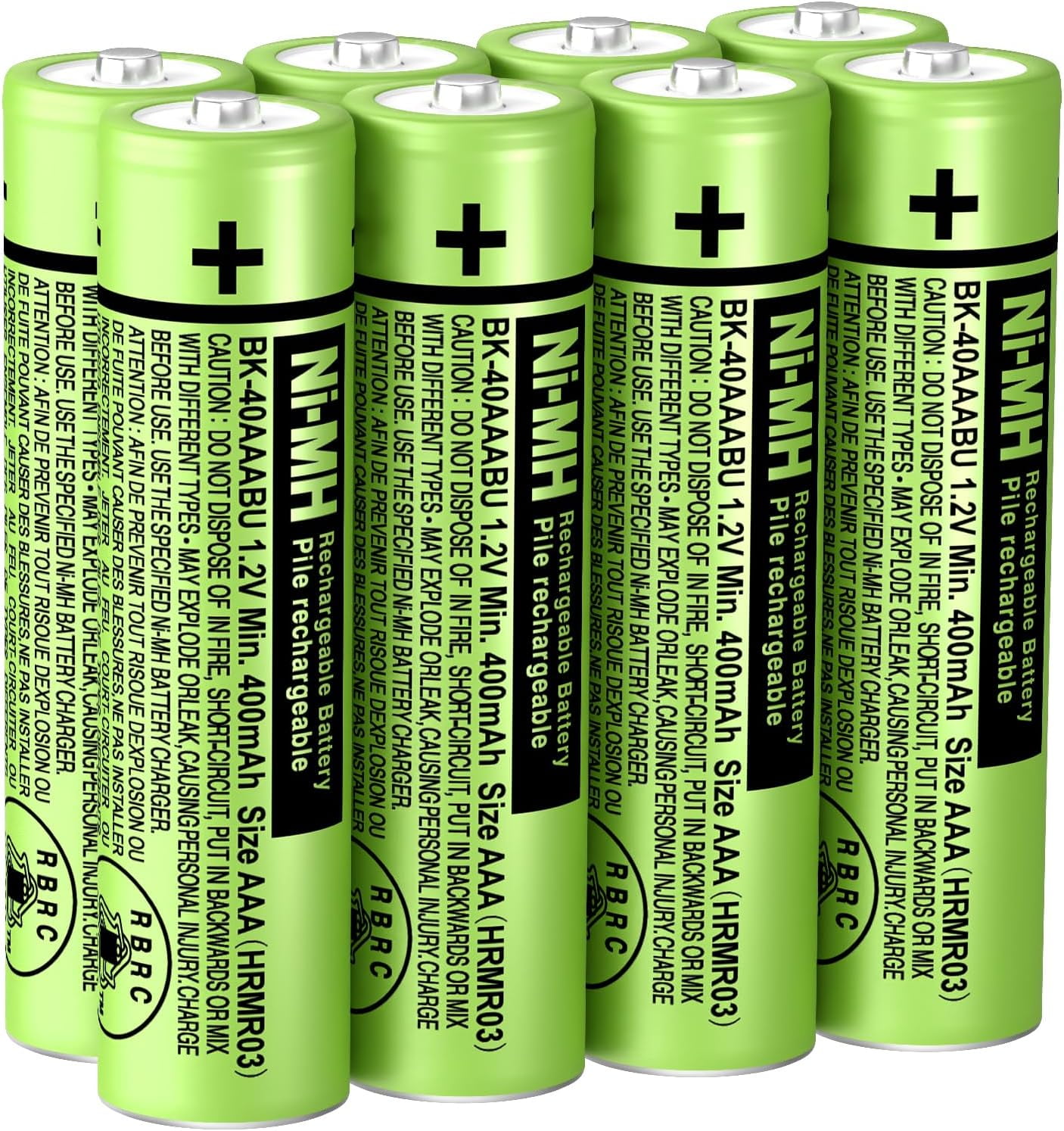 8Pack BK-40AAABU Ni-MH AAA Rechargeable Batteries 1.2V AAA Ni-MH ...