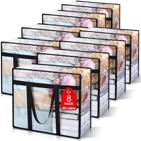 8Pack Clear Blanket Storage Bags, Vinyl Comforter Clothes Storage ...