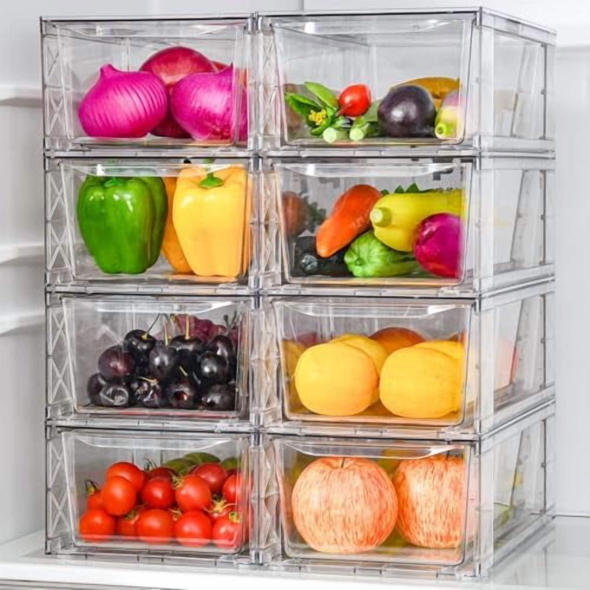 8Pack Clear Stackable Kitchen Storage Organizer,Pantry Organizers and ...