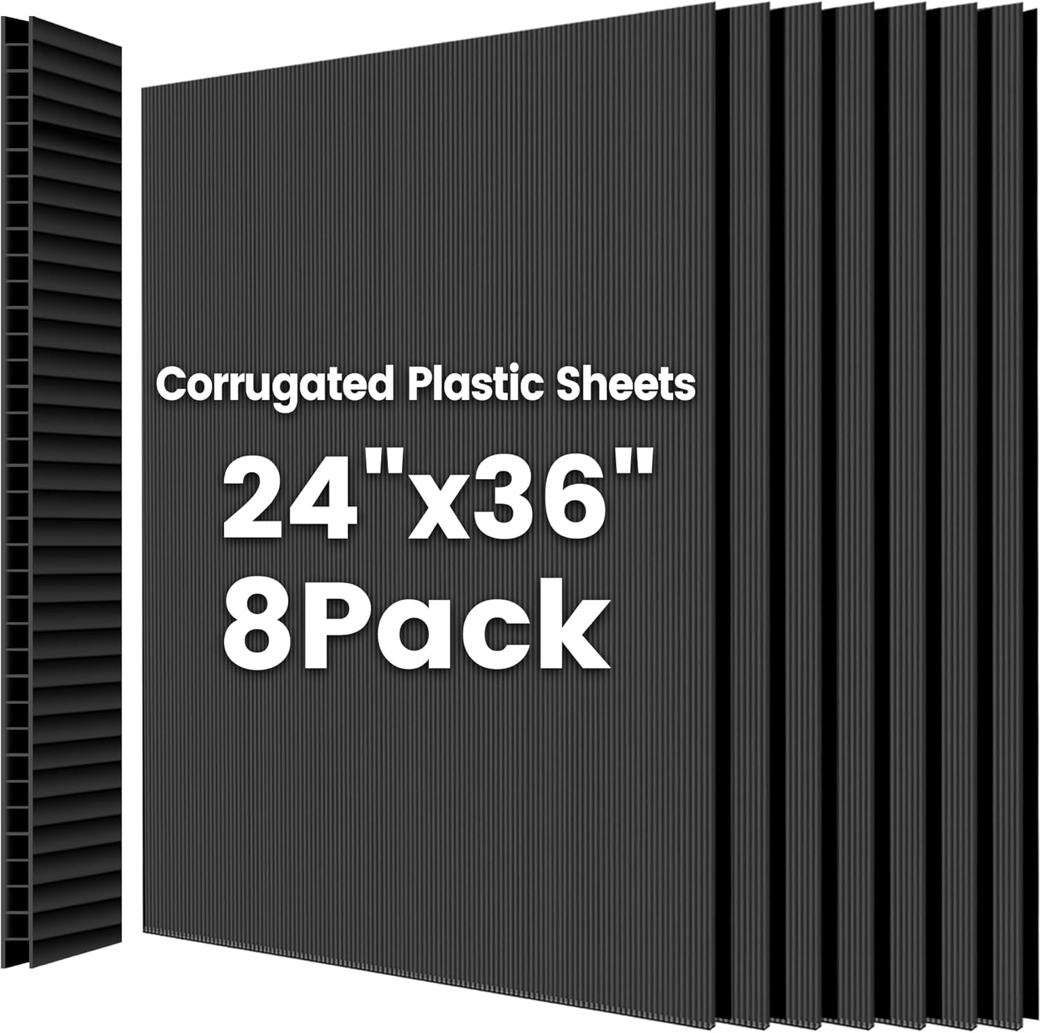 8Pack Corrugated Plastic Poster Board, 24" x 36", Waterproof Coroplast ...