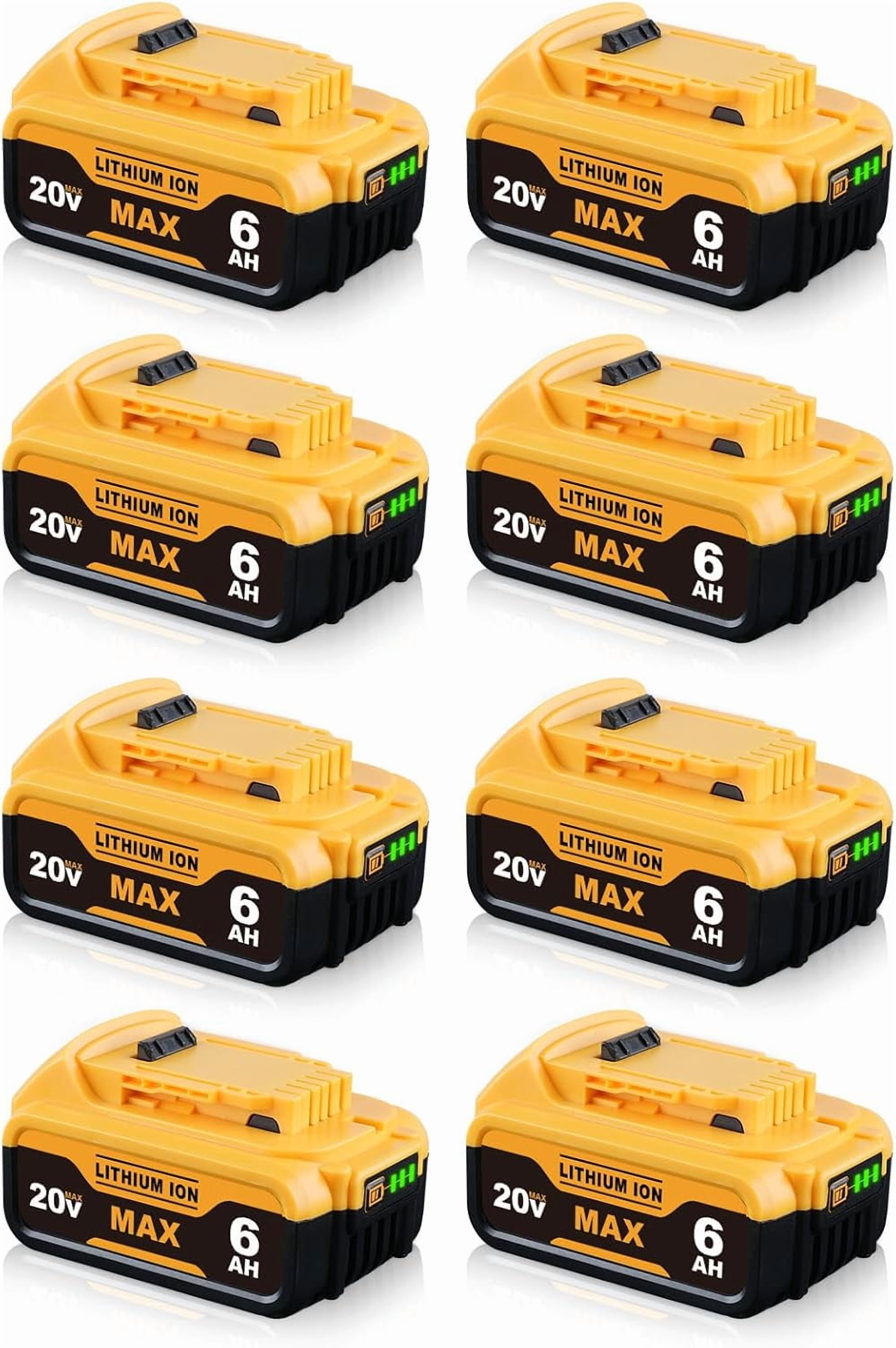 8Pack DCB200 6000mAh Replacement for Dewalt 20V Battery Compatible with Dewalt Battery Lithium ...