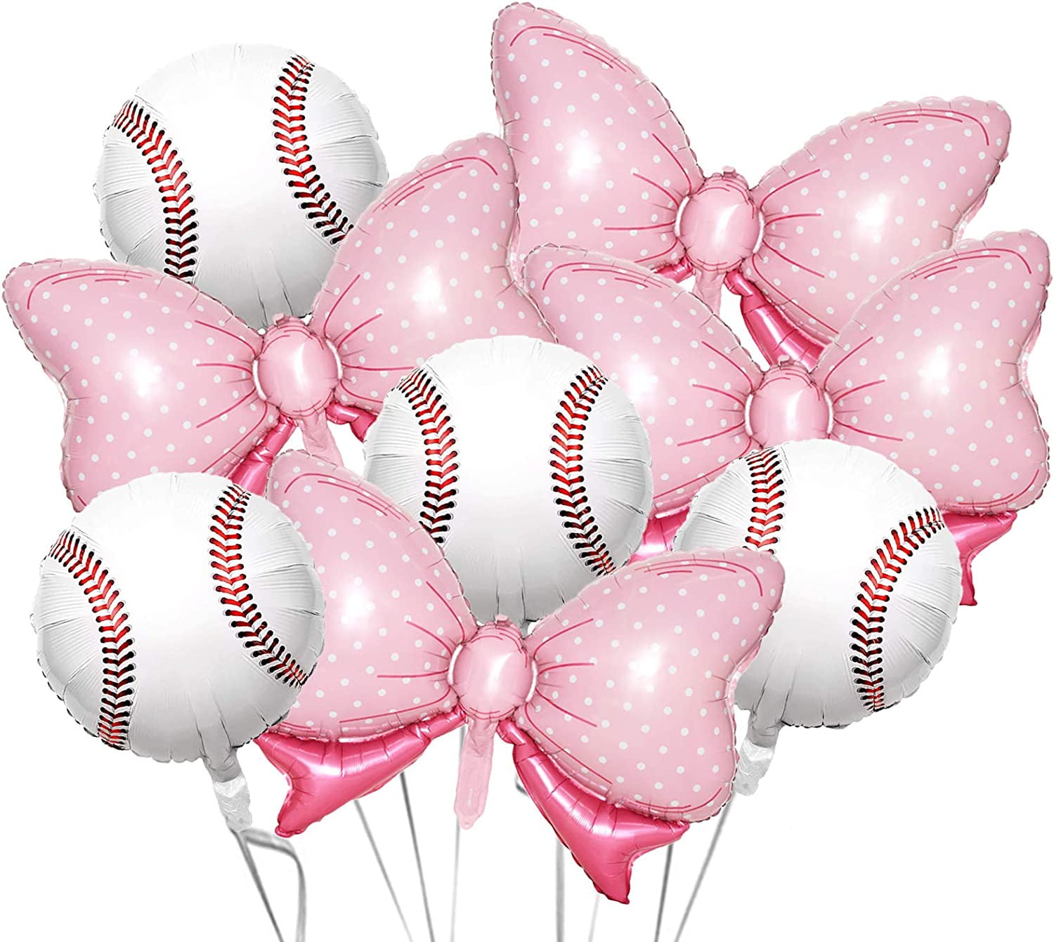 8Pack Gender Reveal Party Balloons, 4Pcs Pink Bow Foil Balloons 4Pcs ...