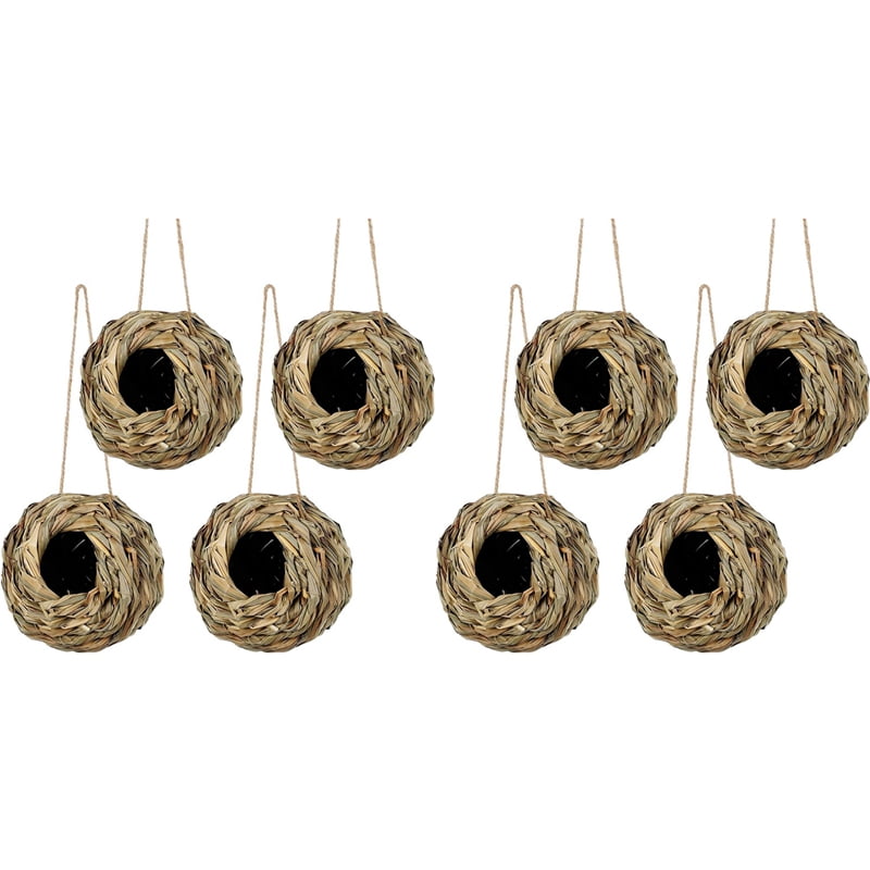 8Pack Hanging Bird Nest House for Outside,Hand Woven,Made of Natural ...
